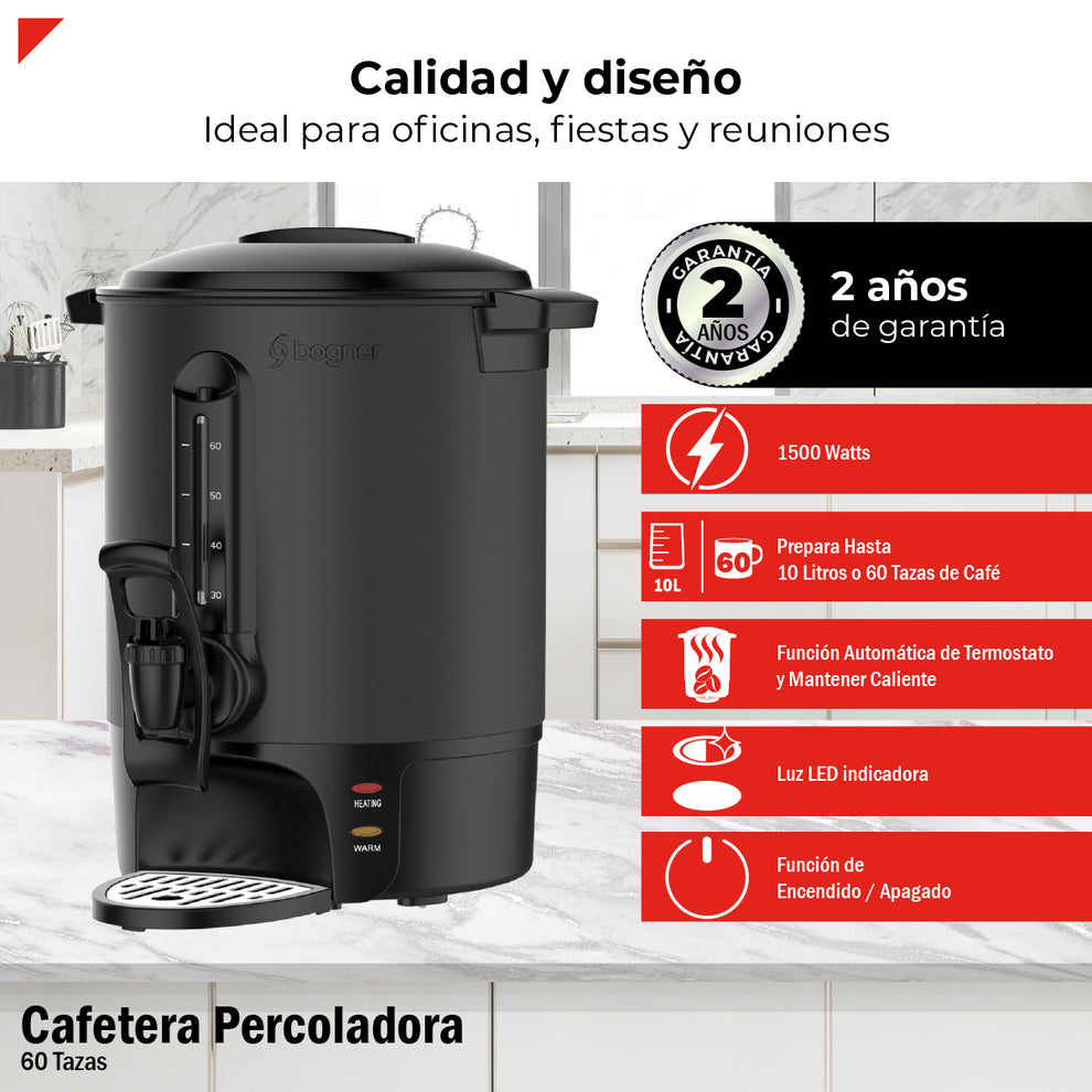 Bogner Cafetera Percoladora Acero Inox 60 Tazas1500w Bcm10l – bognermex